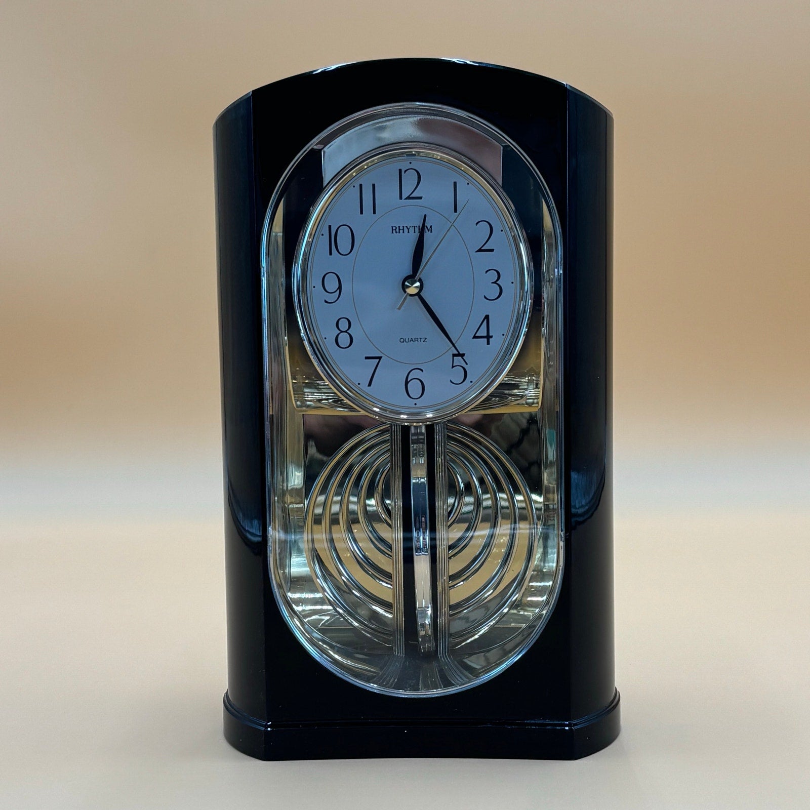 Rhythm Quartz Hypnotic Pendulum Clock - Mid-Century Modern Black & Gol ...